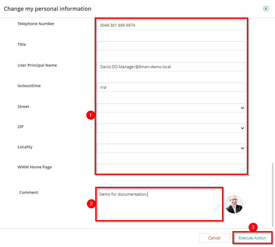 Change your own account information