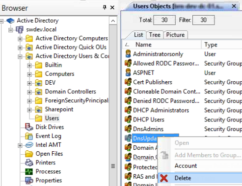 Manage Active Directory using Dameware Remote Support