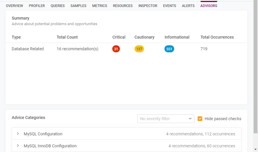 Database Advisor Checks