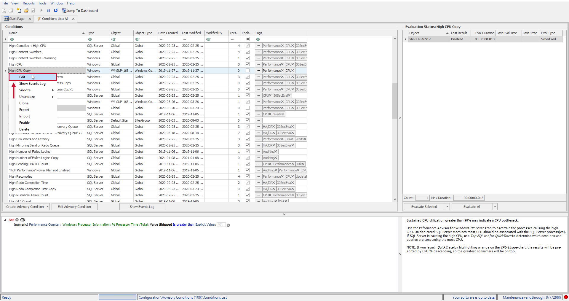 SQL Sentry Advisory Conditions
