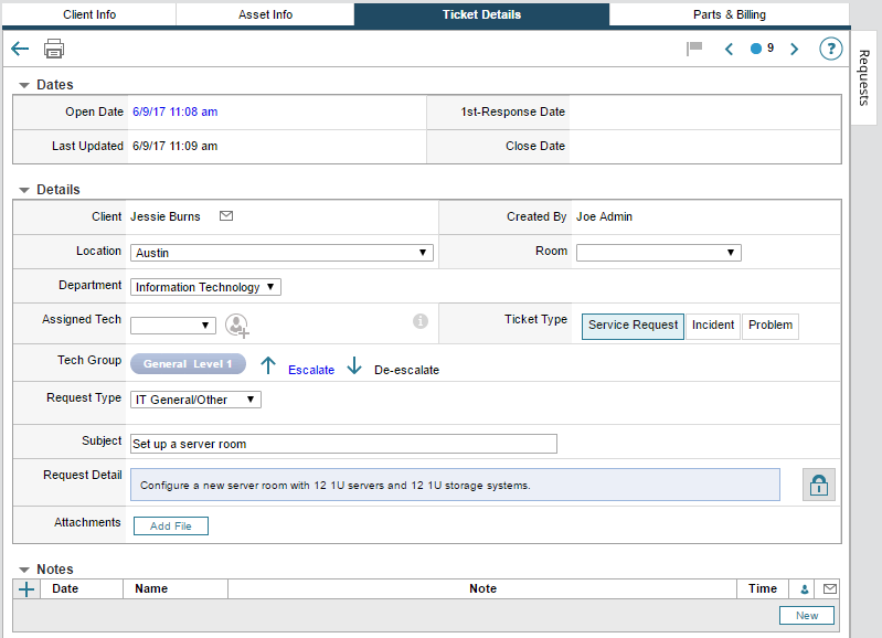 Link child tickets to a parent ticket